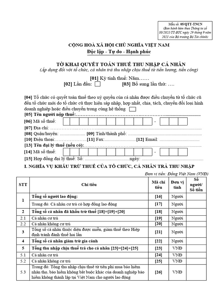 Mẫu 05.QTT.TNCN | PDF