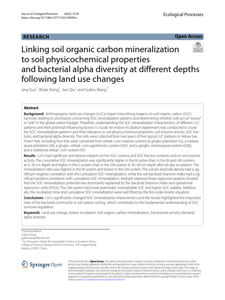Guo, Jing - 2023 - Linking Soil Organic Carbon Mineralization To Soil Physicochemical Properties ...