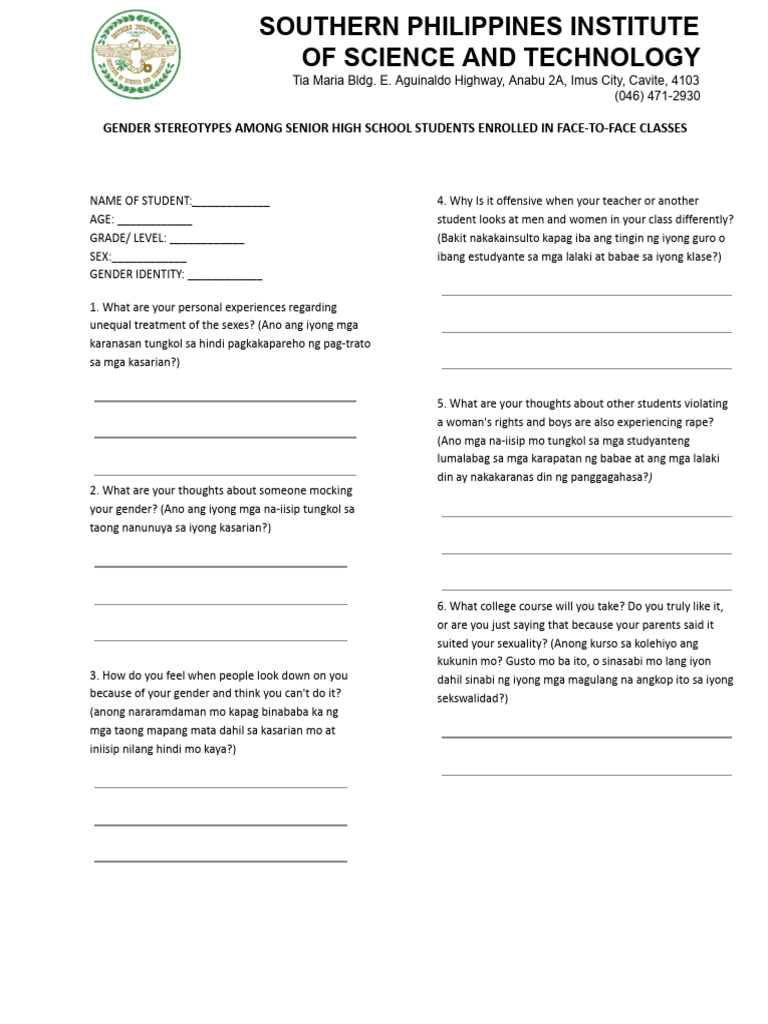 Questionnaire 1 Pdf
