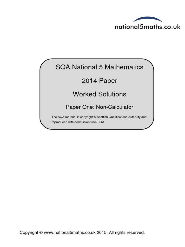 2014 SQA Nat5 WORKED SOLUTIONS | PDF | Area | Triangle