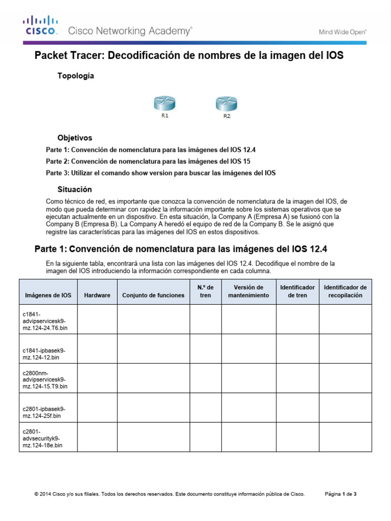 9.1.1.9 Packet Tracer - Decoding IOs Image Names Instructions | PDF ...