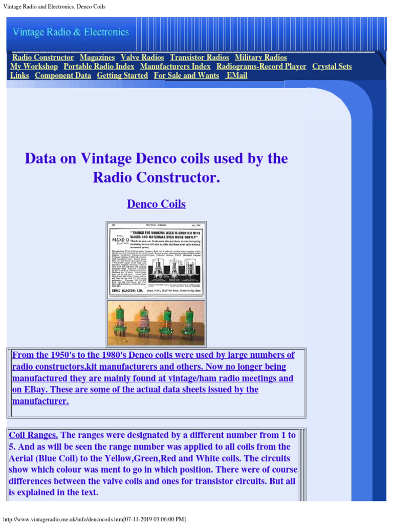 Denco Coils for Vintage Radios | PDF | Electronics | Telecommunications