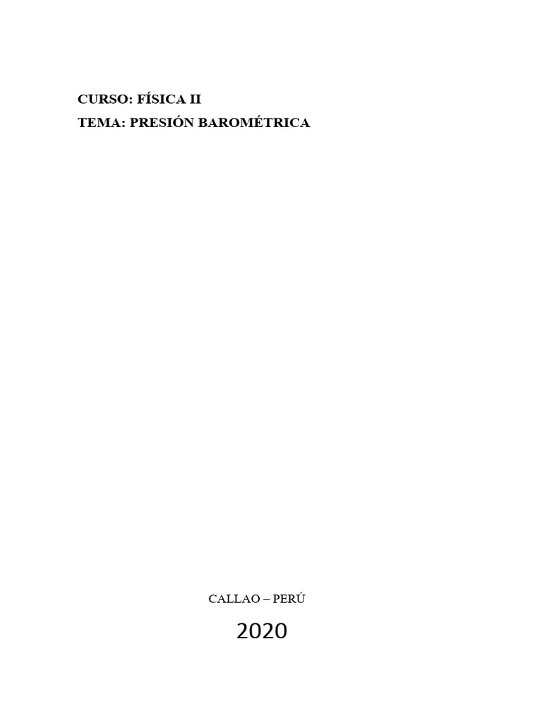 Presión Barométrica y su Medición | PDF | Presión atmosférica ...