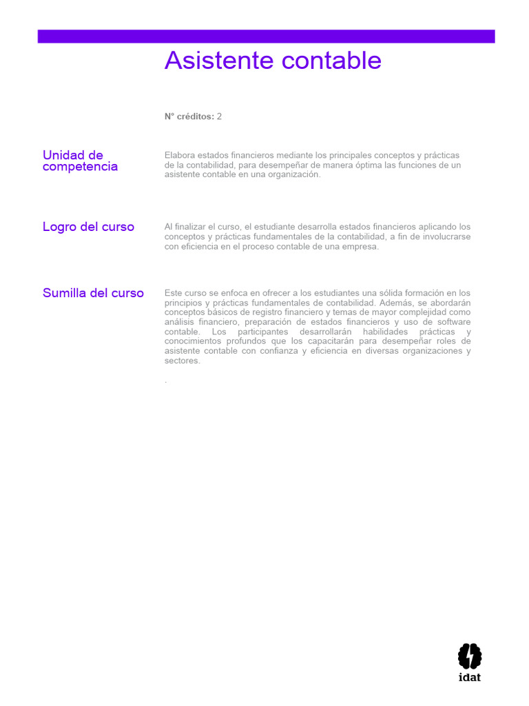 Silabo - Asistente Contable | PDF | Contabilidad | Estado financiero
