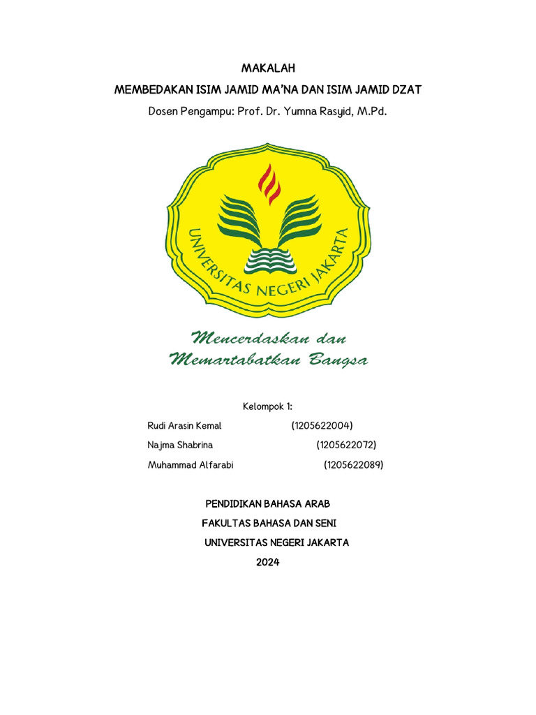 Makalah Membedakan Isim Jamid Ma'na Dan Isim Jamid Dzat | PDF | Seni ...