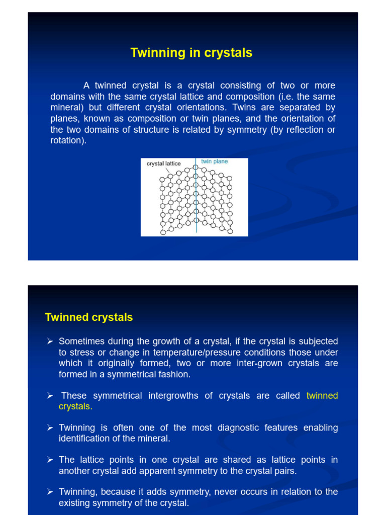 MS Class23 Twinning 11-11-22 | PDF | Crystal Structure | Minerals
