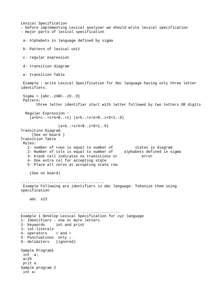 Lexical Specification | PDF | Reserved Word | Software Engineering