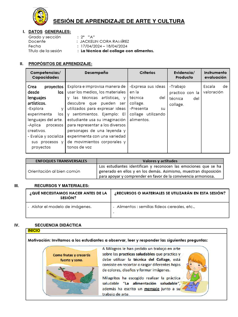 Arte 17-04-2023 Técnica Del Collage | PDF | Aprendizaje | Evaluación