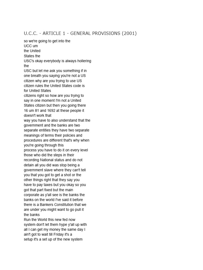 U.C.C. - Article 1 - General Provisions (2001) | PDF | Uniform Commercial Code | Arbitration