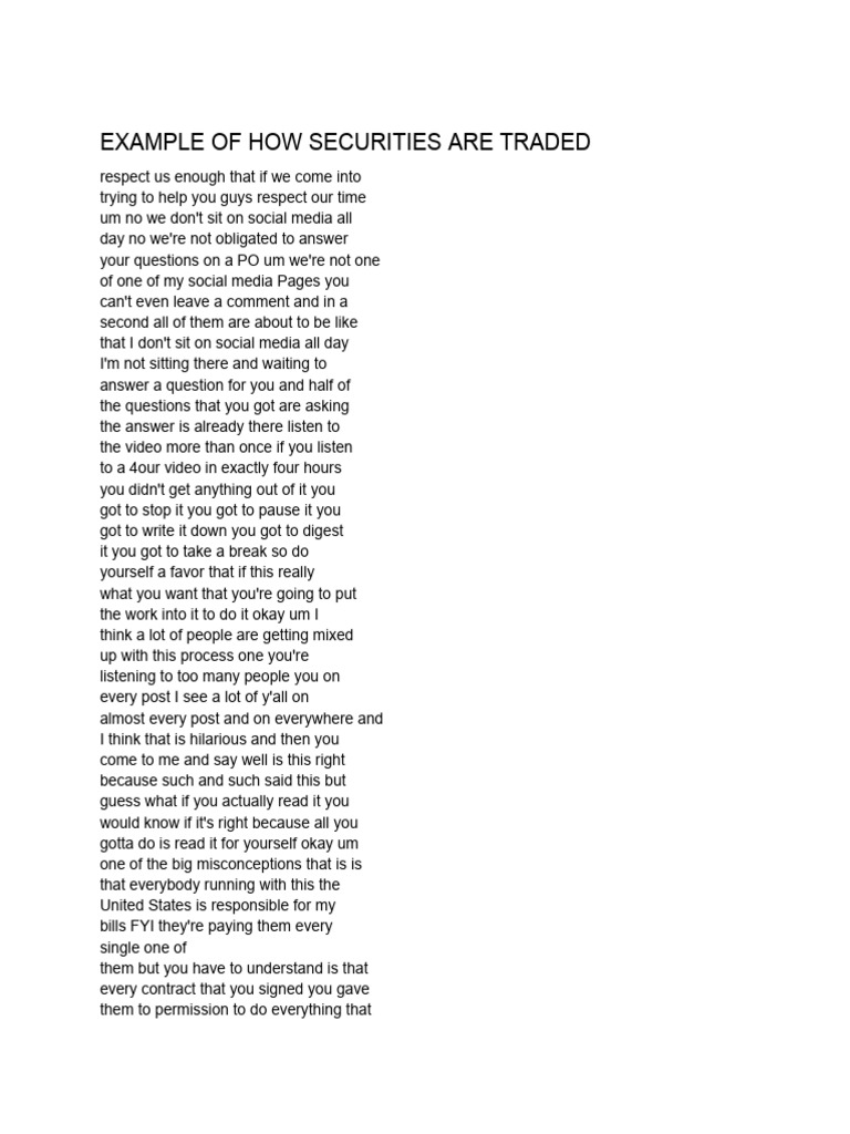 Example of How Securities Are Traded | PDF | Loans | Mortgage Broker