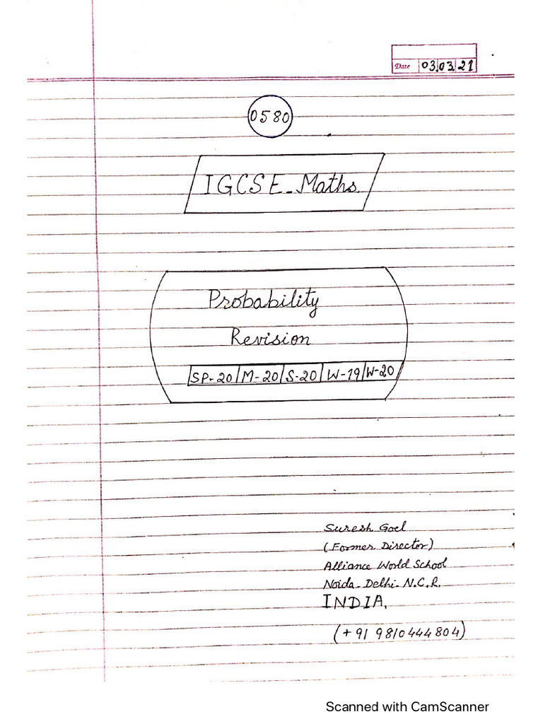 Ig 0580 Probability Revision | PDF