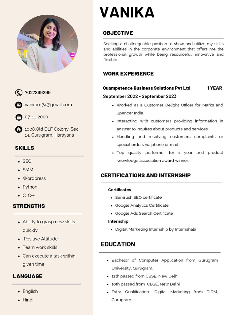 VANIKA (2) Resume | PDF