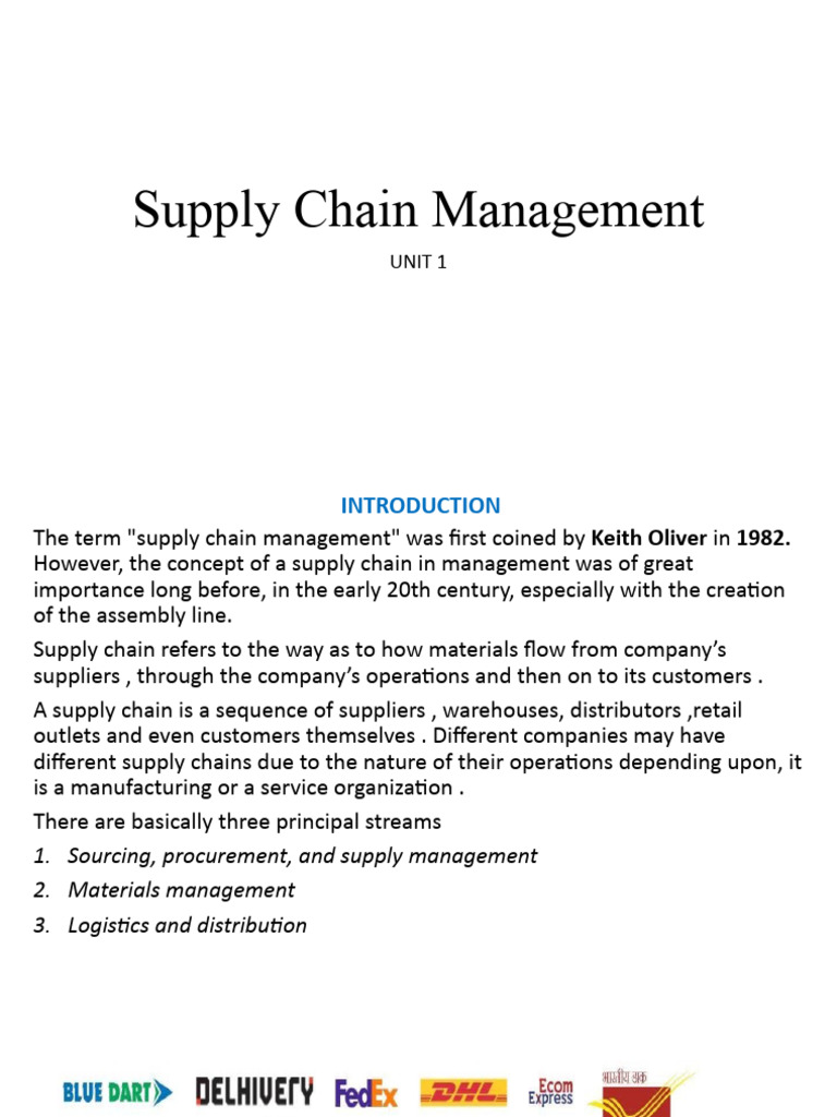 Supply Chain Management - Unit 1 Till 16feb | Download Free PDF ...