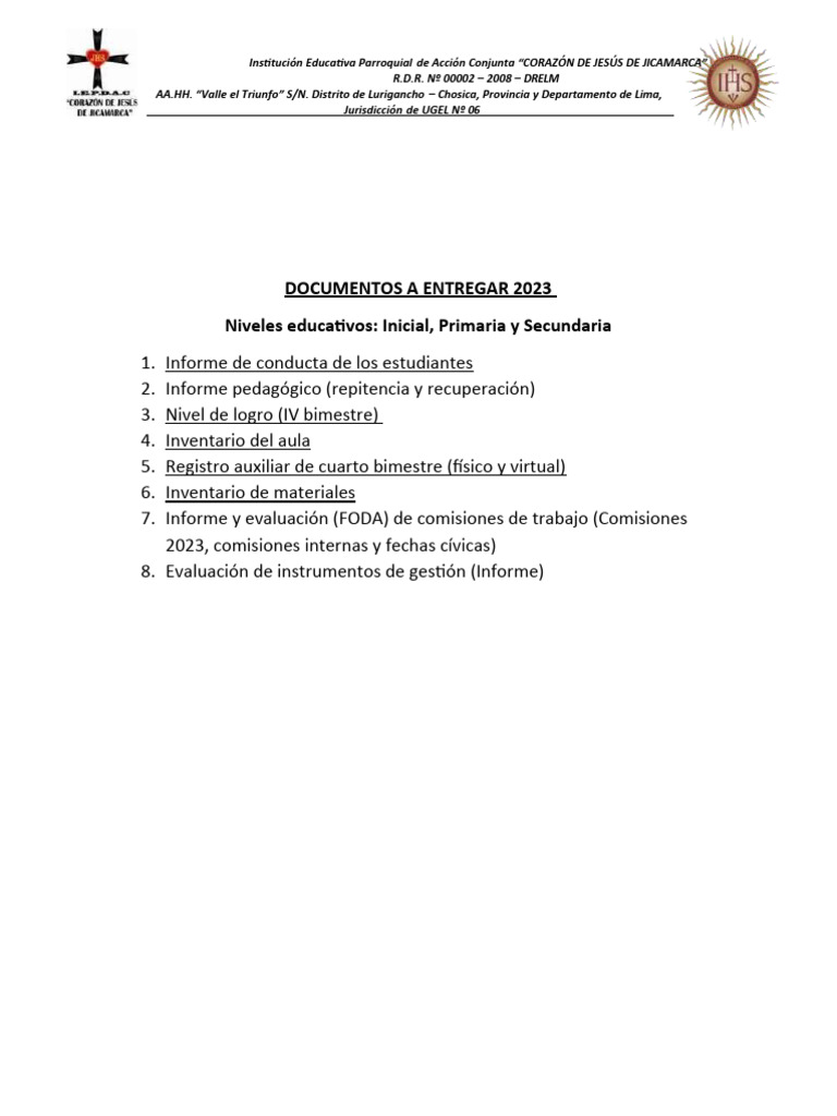 DOCUMENTOS DE FIN DE AÑO 6to A | PDF | Lima