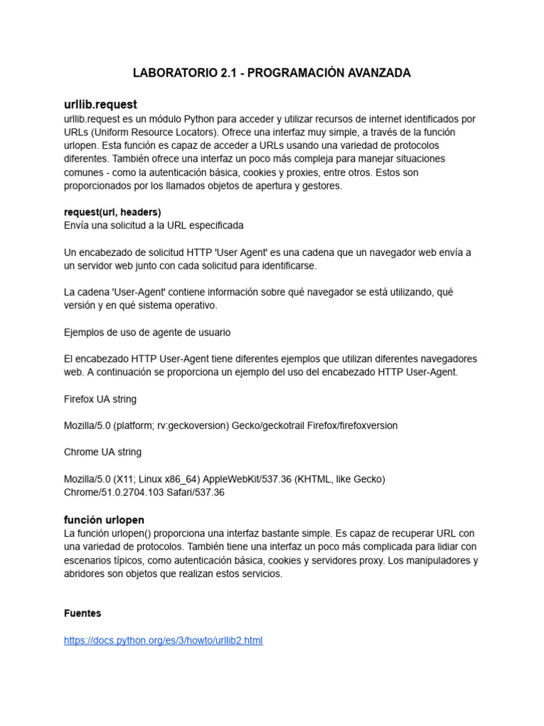 Uso de urllib.request en Python | PDF