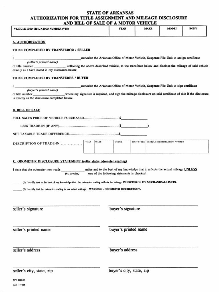 Arkansas AR-DMV-Form-MV-100-03 | PDF