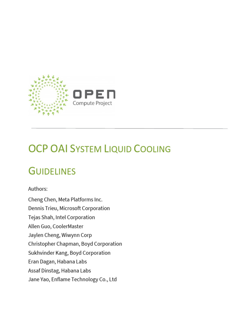 OAI System Liquid Cooling Guidelines - in OCP Template - Mar 3 2023 ...