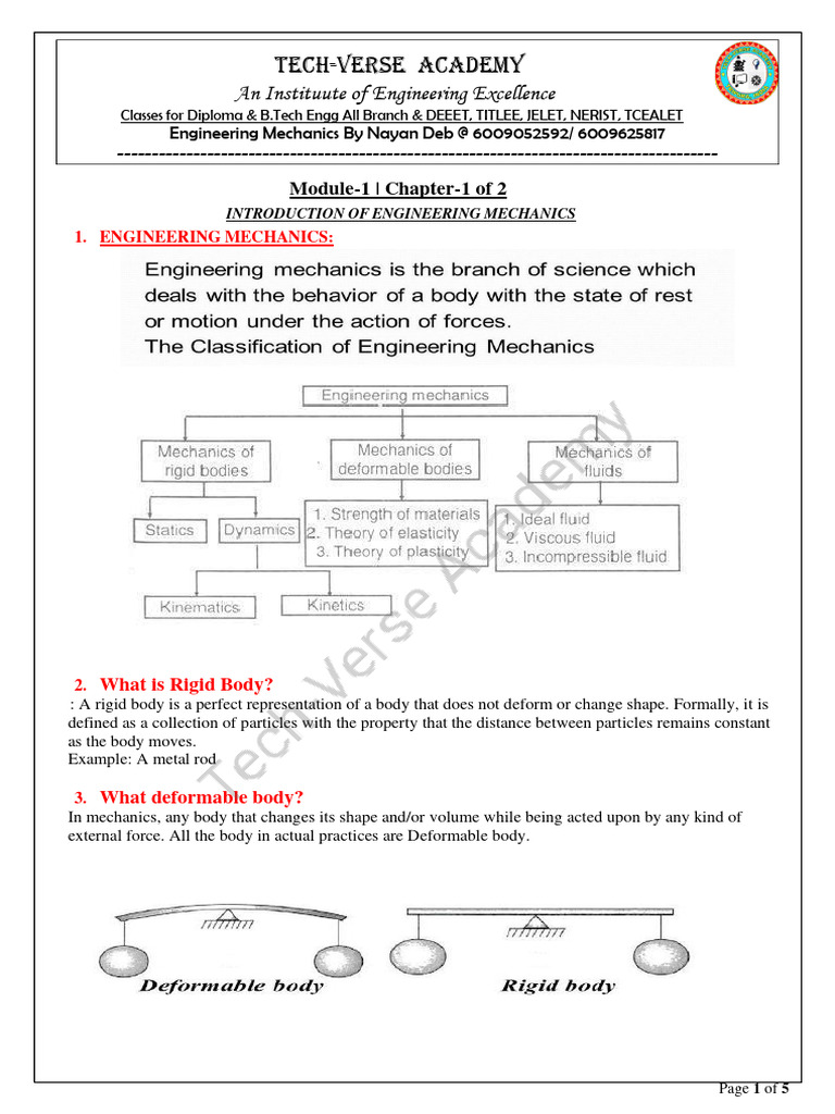Engineering Mechanics Overview Guide Pdf Force Mechanics