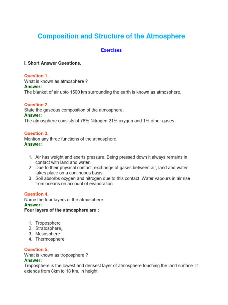 CH 12 Composition and Structure of The Atmosphere | PDF | Atmosphere Of ...