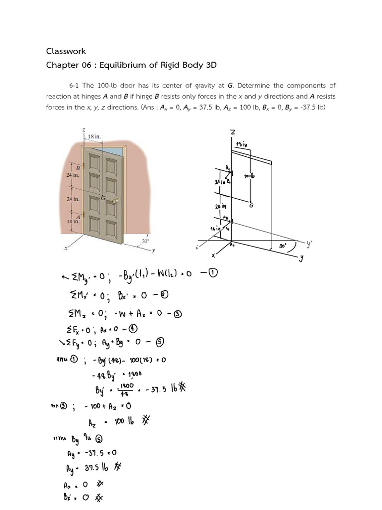 Equilibrium of Rigid Body 3D | PDF | Mechanics