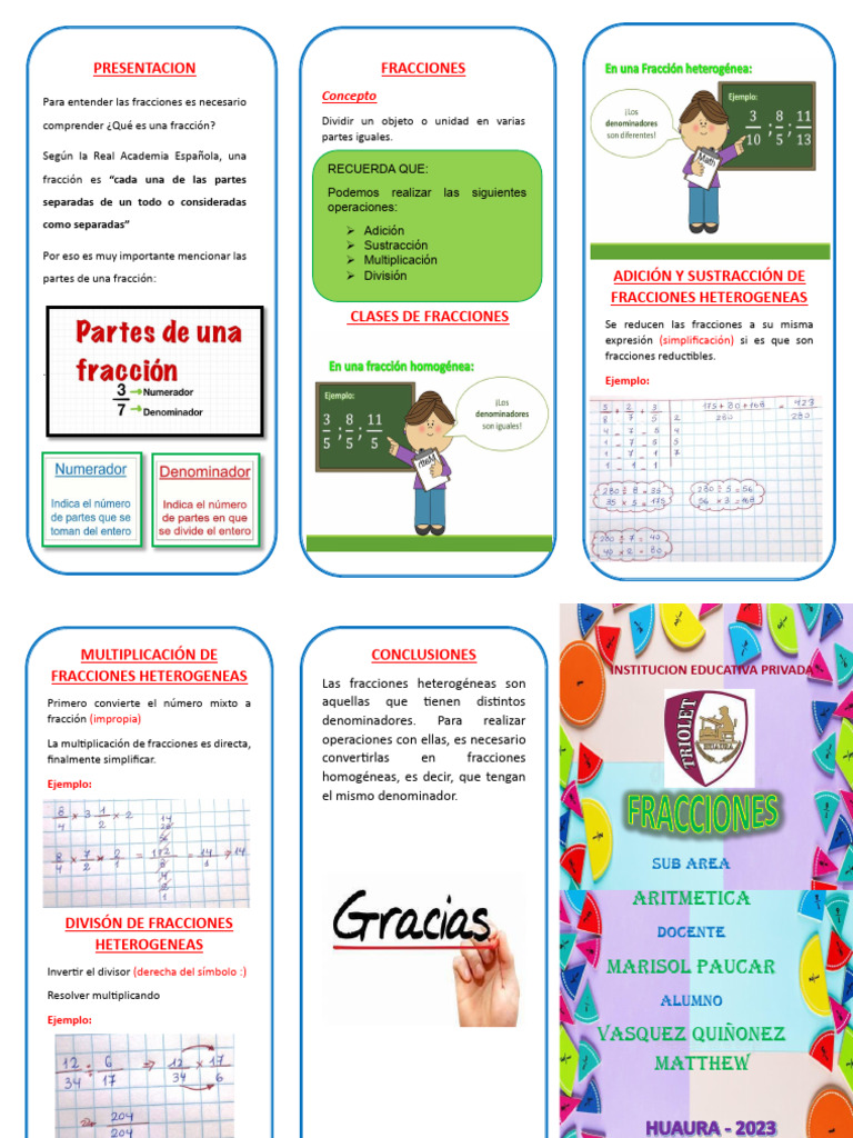 Fracciones Matthew Triptico | PDF | Matemáticas | Números