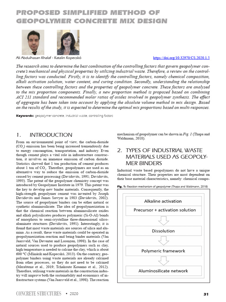Proposed Simplified Method of Geopolymer | PDF | Concrete | Silicate