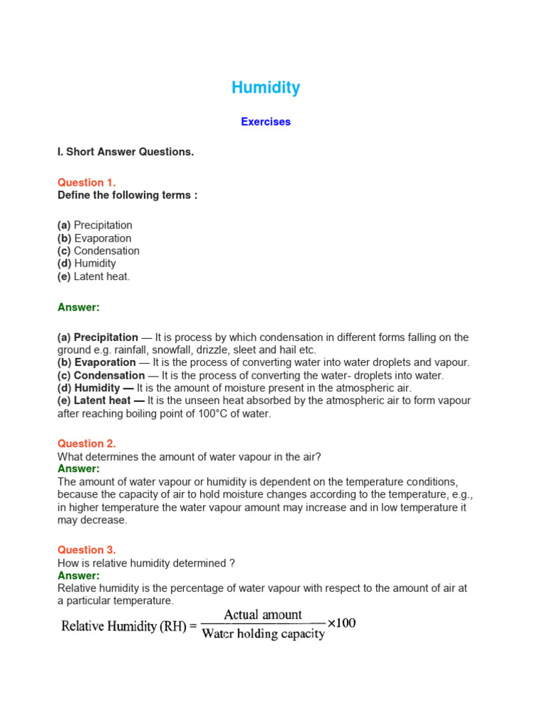 CH 15 Humidity | PDF | Precipitation | Humidity