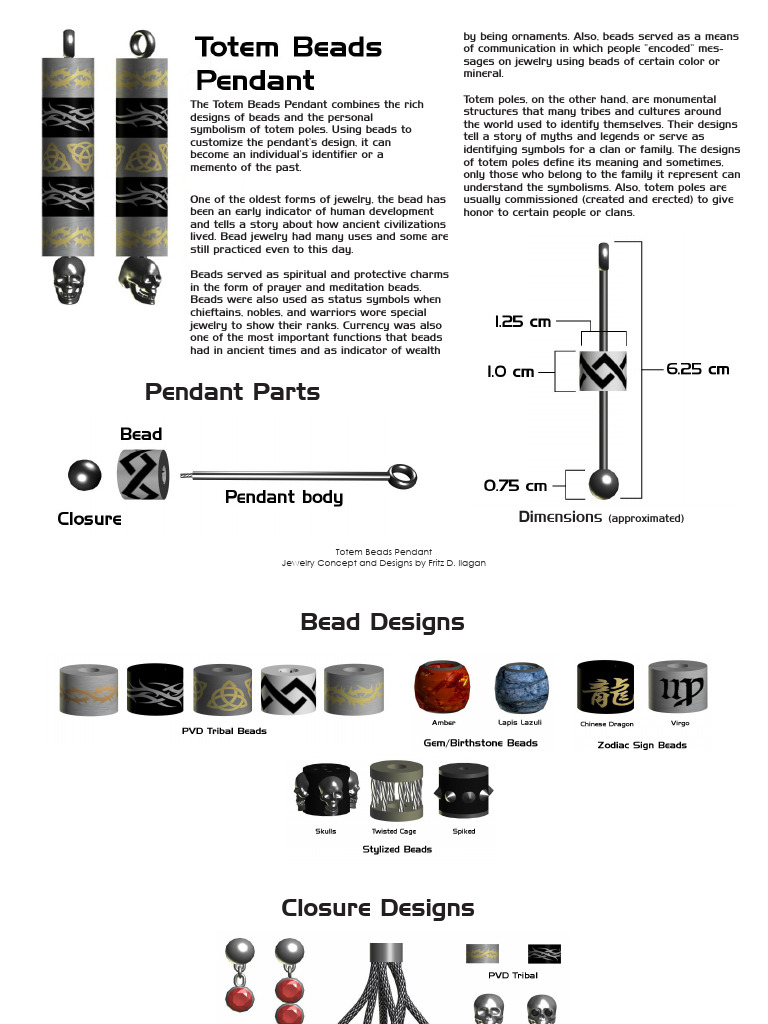Custom Totem Beads Pendant Jewelry | PDF | Jewellery