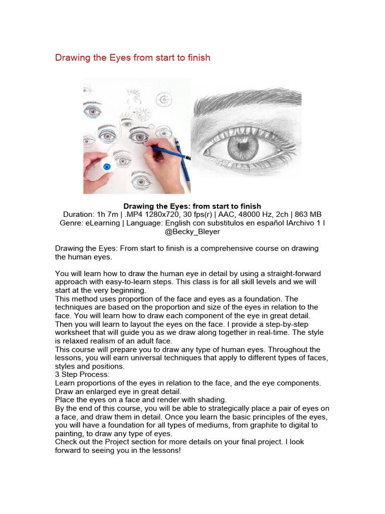 Drawing The Eyes From Start To Finish | PDF | Self-Improvement