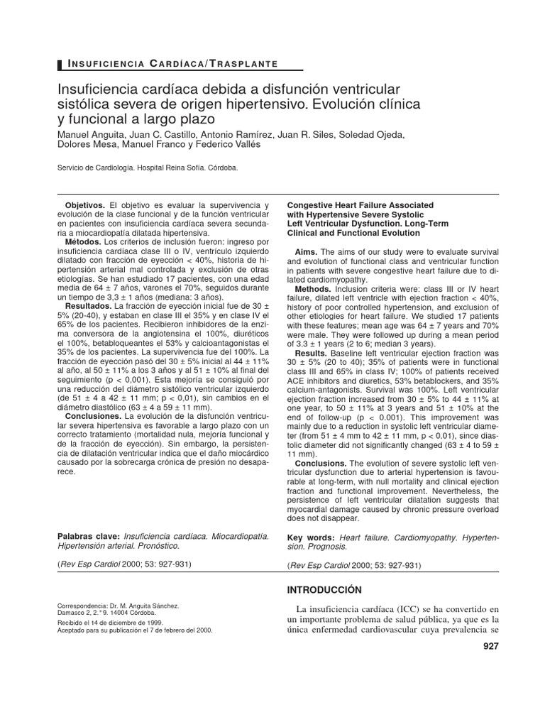 Disf Sist Severa | PDF | Insuficiencia cardíaca | Medicina Interna