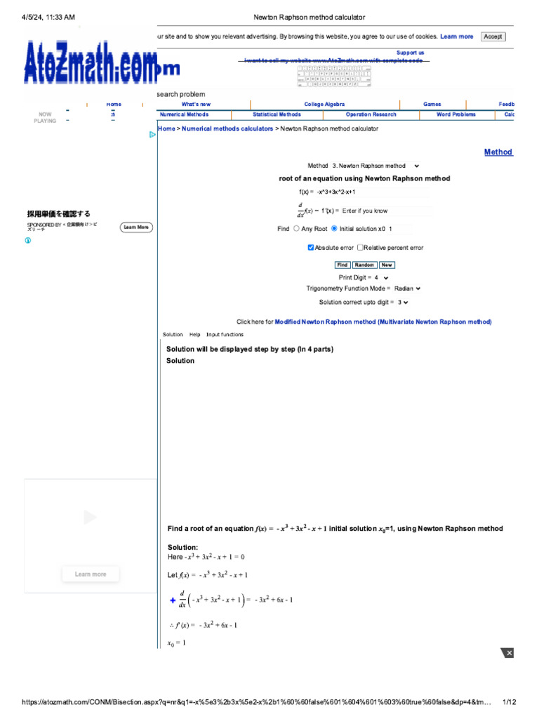 Newton Raphson Method Fails | PDF