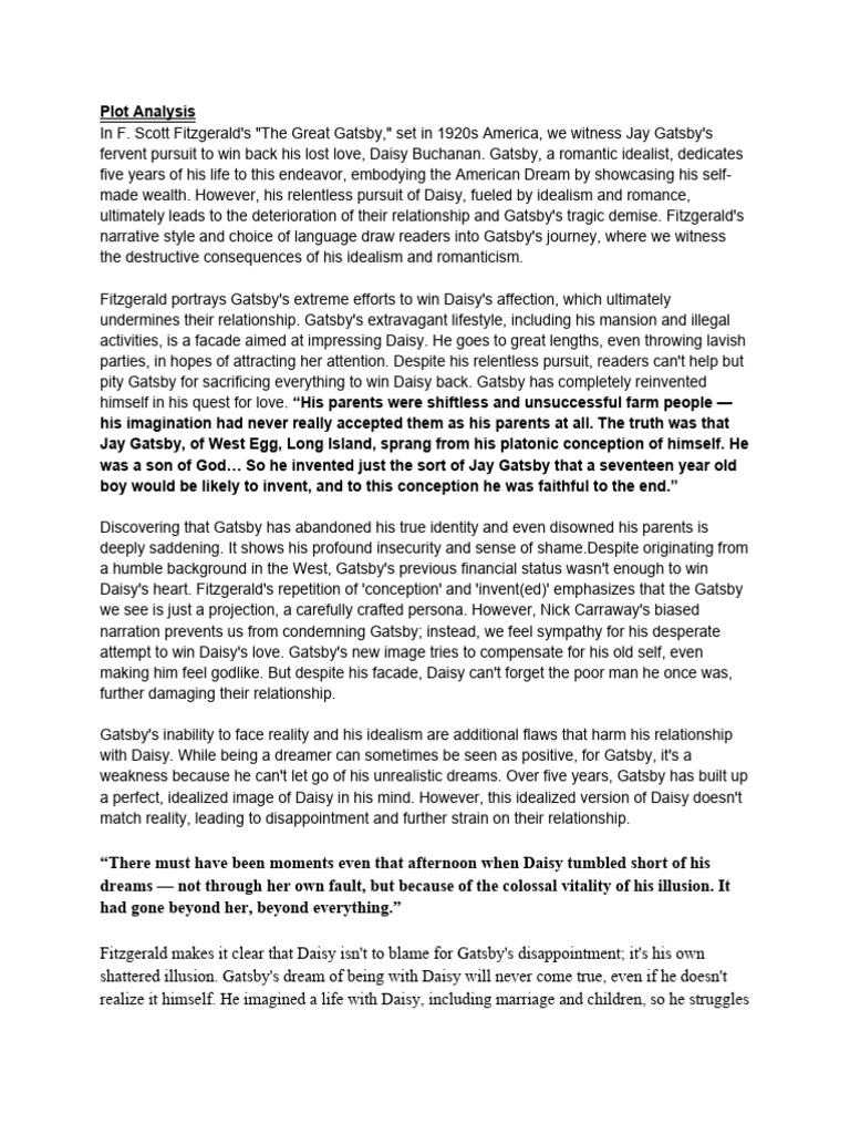 Great Gatsby Analysis | PDF | The Great Gatsby | Narration