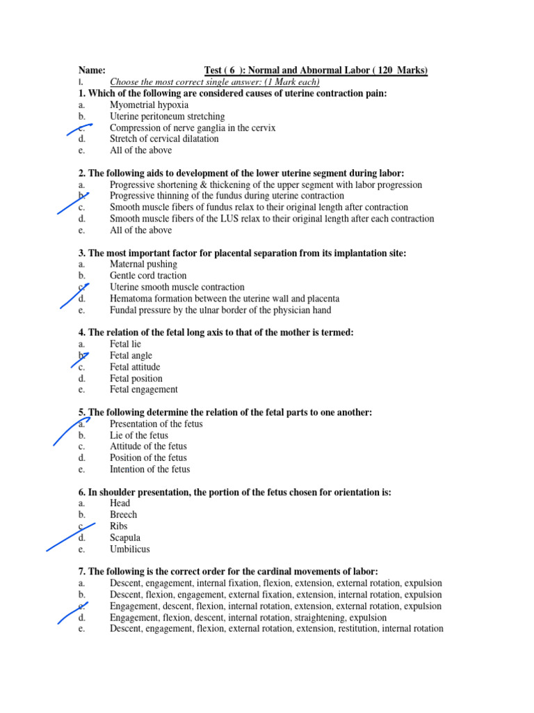 Test 6 Obs | PDF | Childbirth | Uterus