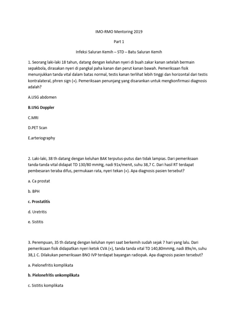 Soal Rmo Genitourinary Part 1 PDF Free | PDF | Pengembangan Diri | Kesehatan Holistik