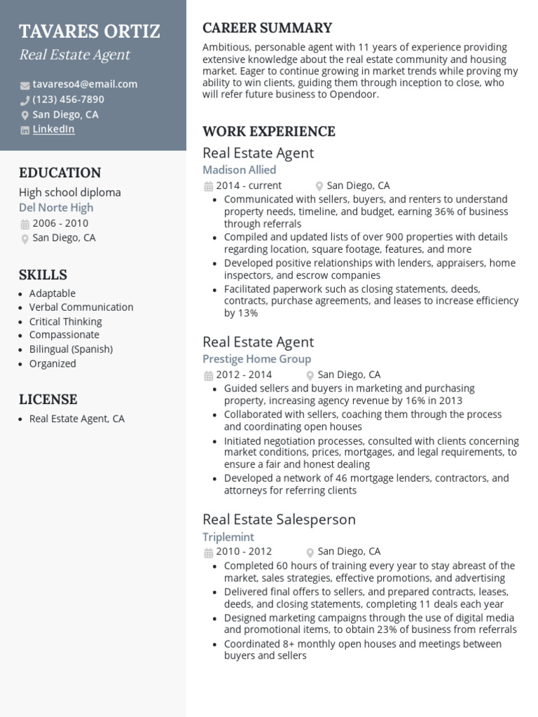 Real Estate Agent Resume Example | PDF | Sales | Estate Agent