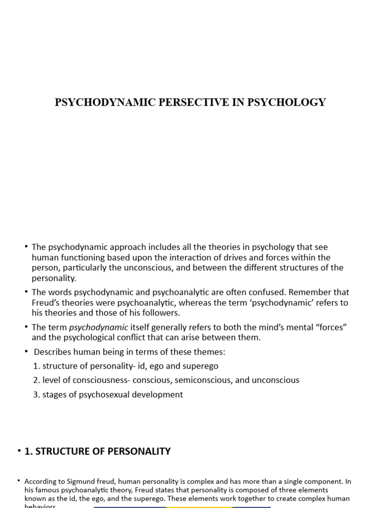 Psychodynamic Persective in Psychology | PDF | Id | Psychodynamics
