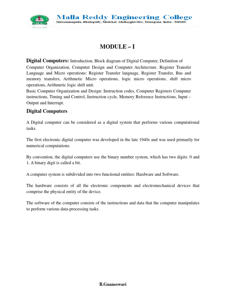COA Mod 1 | PDF | Computer Architecture | Computer Data Storage