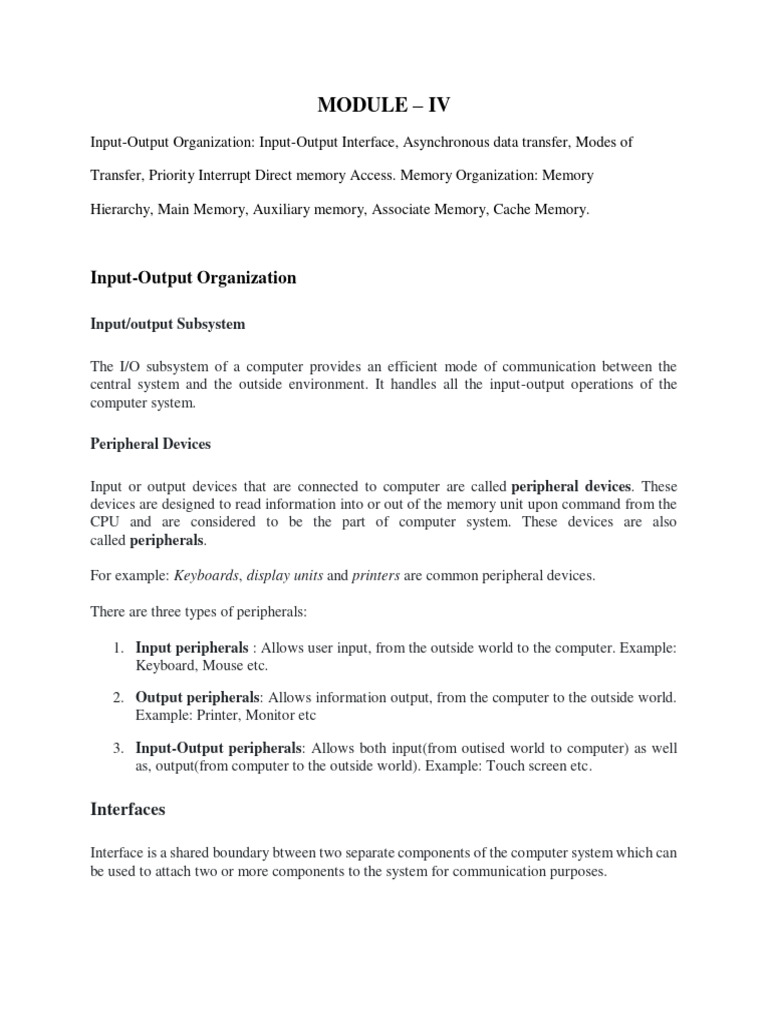 Coa Module 4 | PDF | Computer Data Storage | Input/Output
