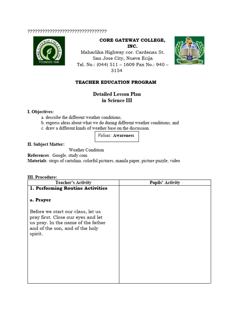 DLP-IN-SCIENCE - Docx Alvilyn | PDF | Weather | Rain