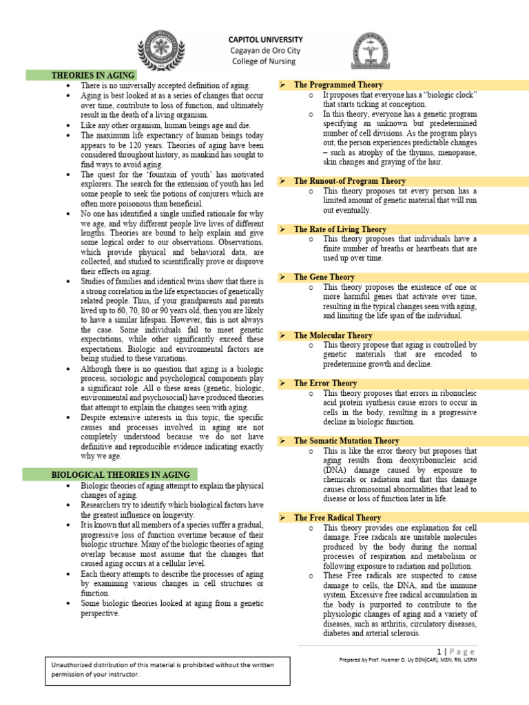 Gerontology Lesson 1.2 - Theories of Ageing | PDF | Psychology ... Gerontology Lesson 1.2 - Theories of Ageing | PDF | Psychology ...