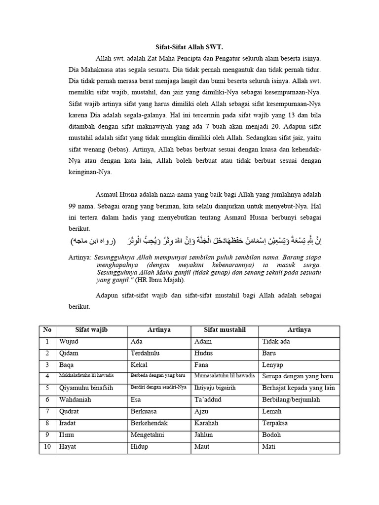 Sifat-Sifat Allah | PDF