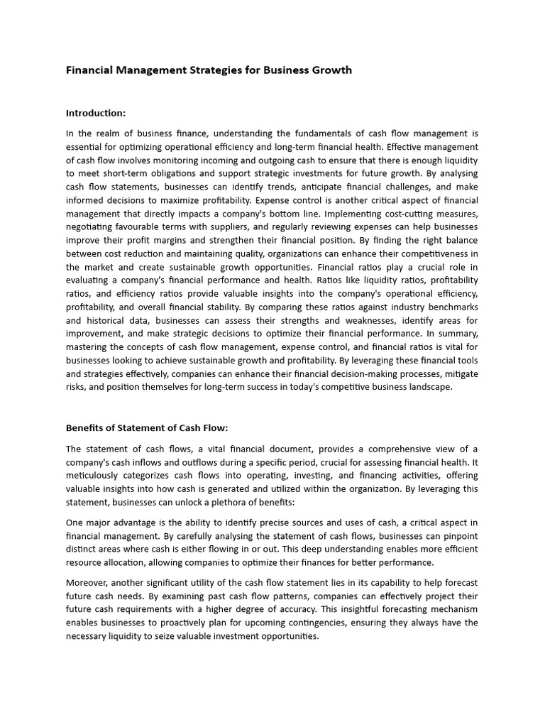 Financial Management Strategies for Business Growth | PDF | Expense ...