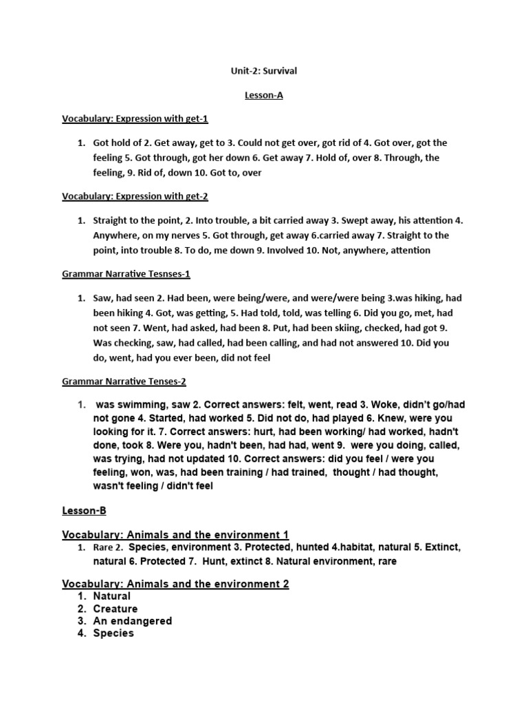 Unit 2 B2 Cambridge Answer | PDF | Endangered Species