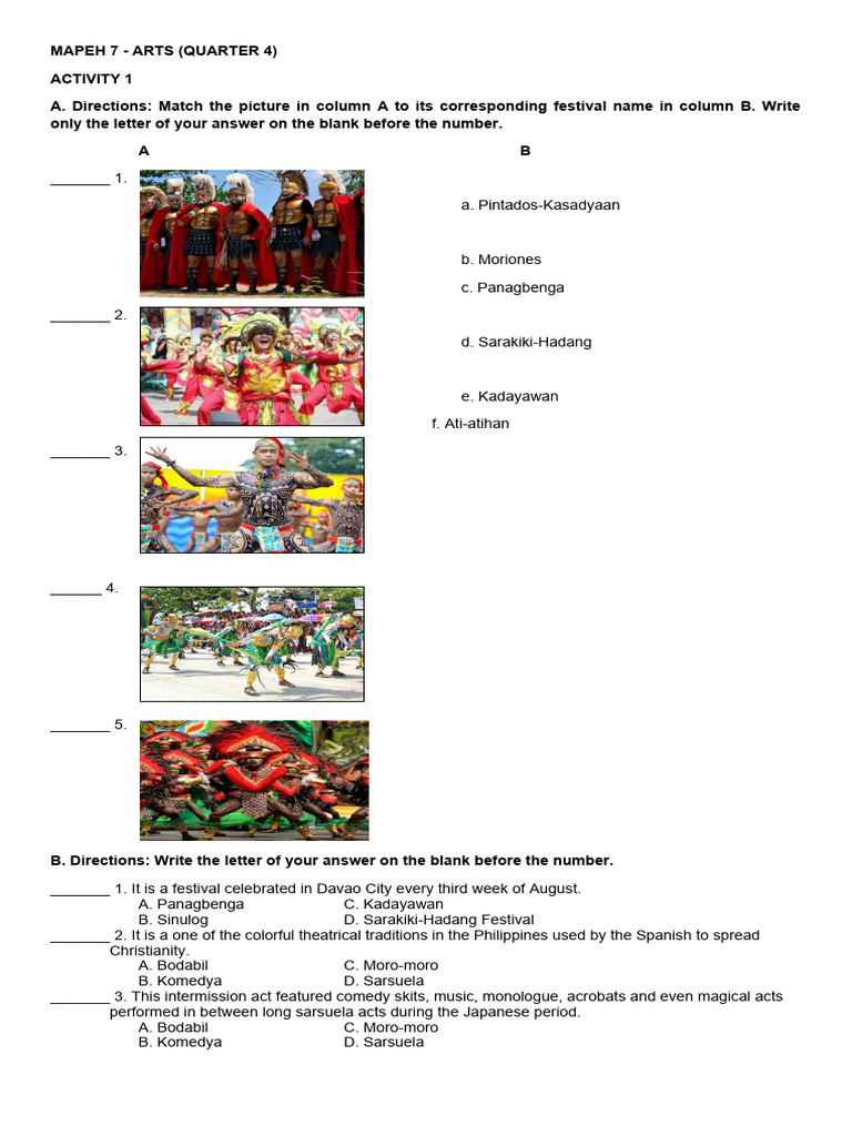 Mapeh 7 Activity Arts q4 | PDF | Art