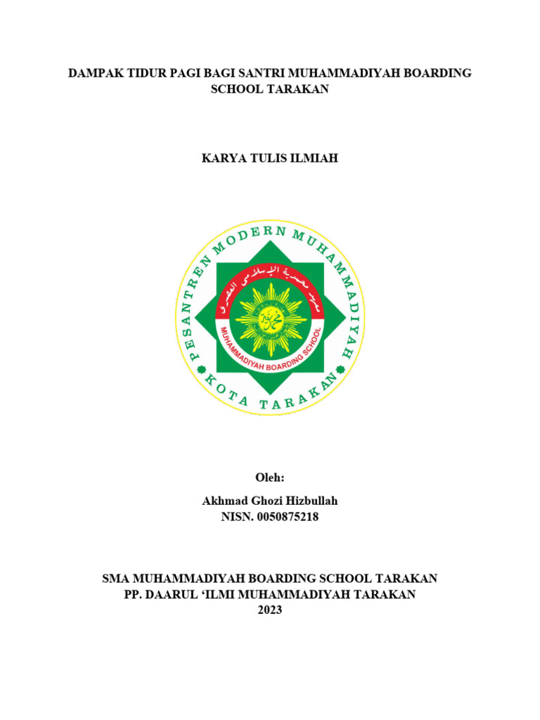 Dampak Tidur Pagi Santri MBS Tarakan | PDF | Karier & Perkembangan ...