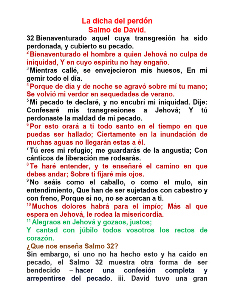 SALMO 32 La Dicha Del Perdón | PDF | Estudios de idiomas extranjeros ...