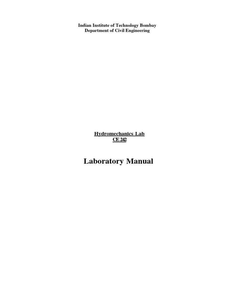 CE242 - 2024 - Hydromechanics Lab - Manual - 16.1 | PDF | Reynolds ...