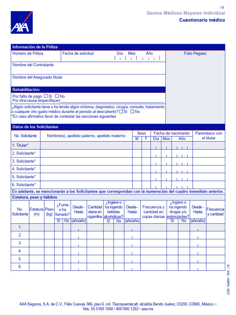 Informe Médico AXA 2024 | PDF | Diagnostico medico | Póliza de seguros