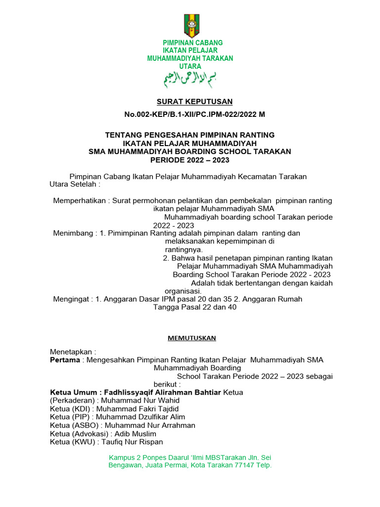 Surat SK Ranting | PDF