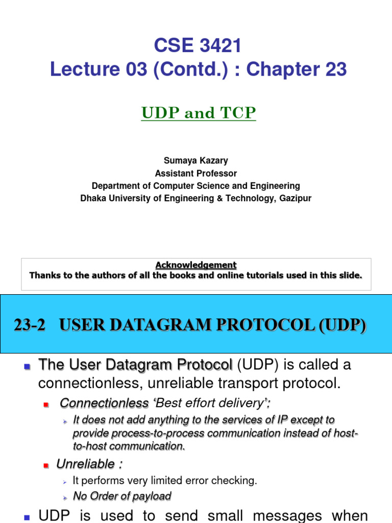 Lecture3 Ch23 Part II | PDF | Transmission Control Protocol | Computer Data